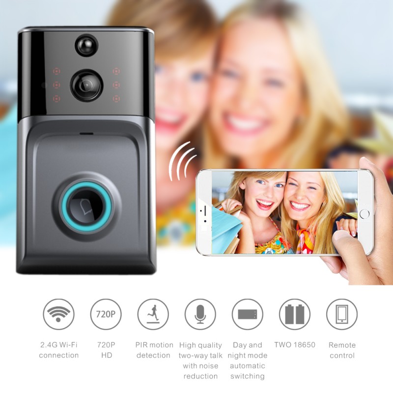 Smart WiFi video doorbell for smartphones tablets, wireless video door ...